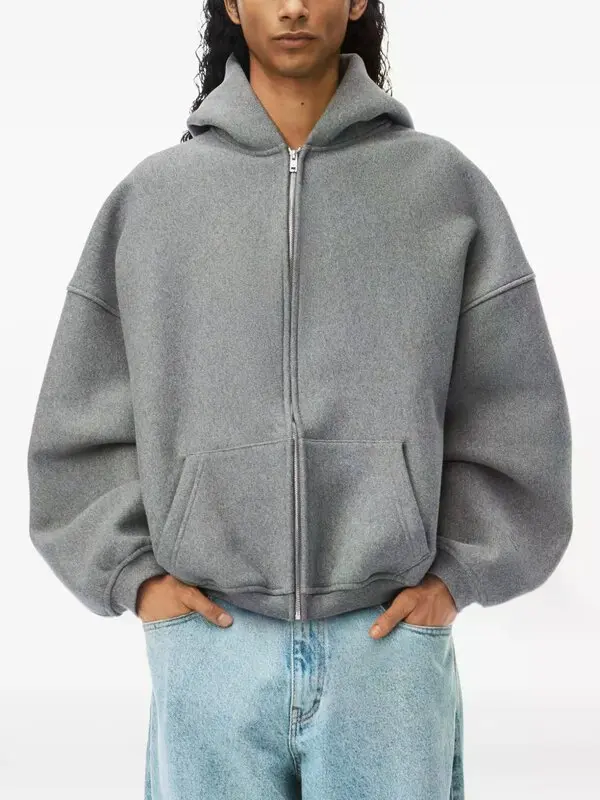 Alexander Wang Puff Logo Zip-up Hoodie - Grey | Editorialist