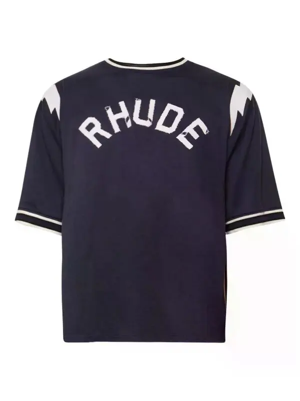 Rhude Logo-detail Baseball T-shirt - Blue