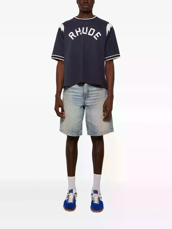 Rhude Logo-detail Baseball T-shirt - Blue