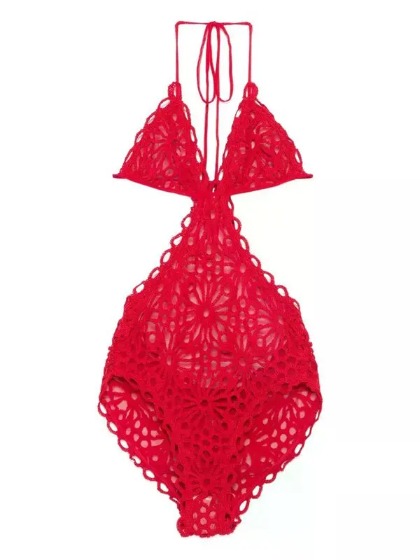 Norma Kamali Floral-lace Swimsuit - Red