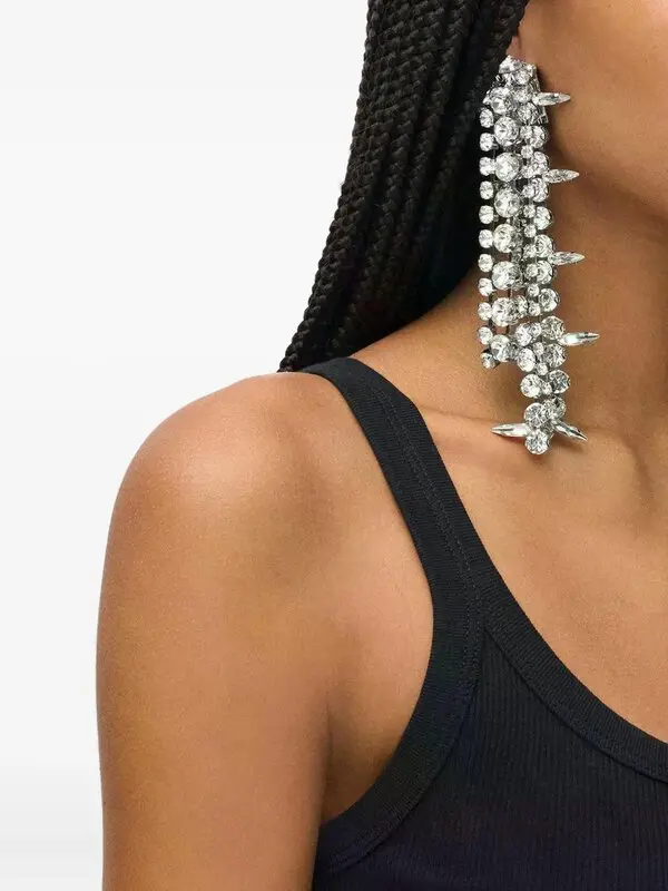 AREA Crystal-embellished Fringe Drop Earrings