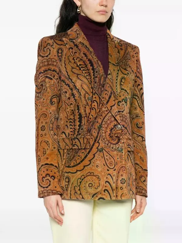Etro Paisley-print Double-breasted Corduroy Blazer