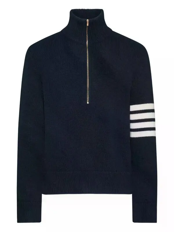 Thom Browne 4-bar Funnel-neck Wool Sweater - Blue