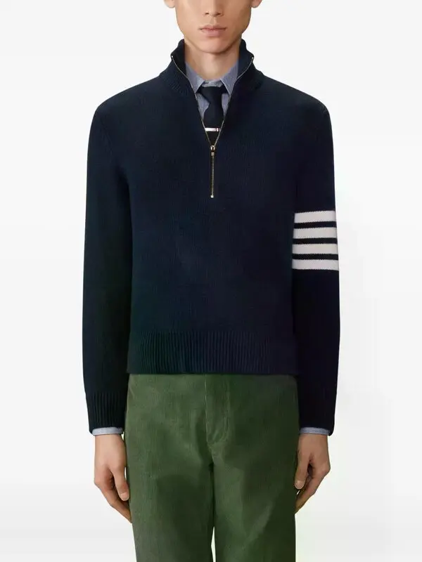 Thom Browne 4-bar Funnel-neck Wool Sweater - Blue