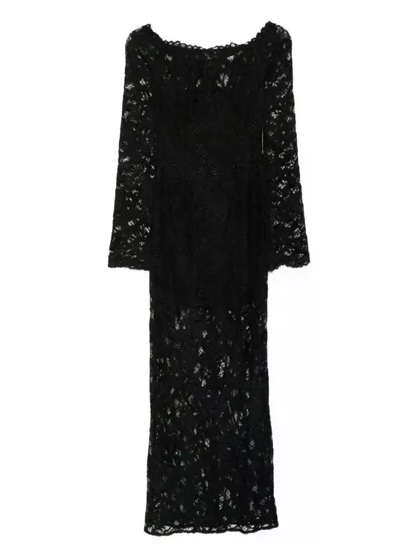 Manuri Lace-Embellished Boat-Neck Maxi Dress - Black