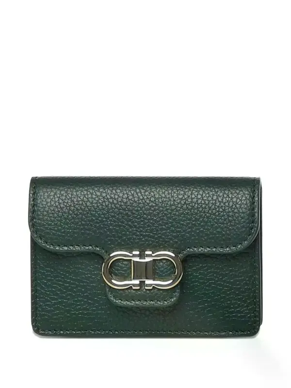 FERRAGAMO Gancini-buckle Leather Wallet - Green