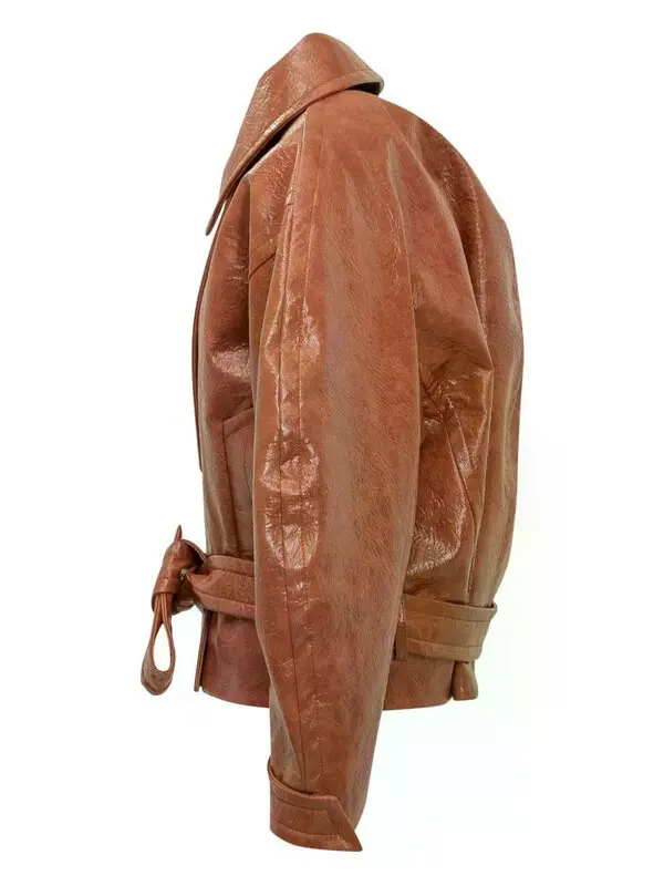 Andamane Balloon-sleeve Double-breasted Jacket With Self-tie Belt