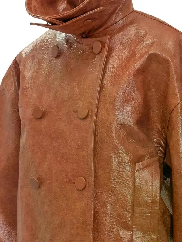 Andamane Balloon-sleeve Double-breasted Jacket With Self-tie Belt