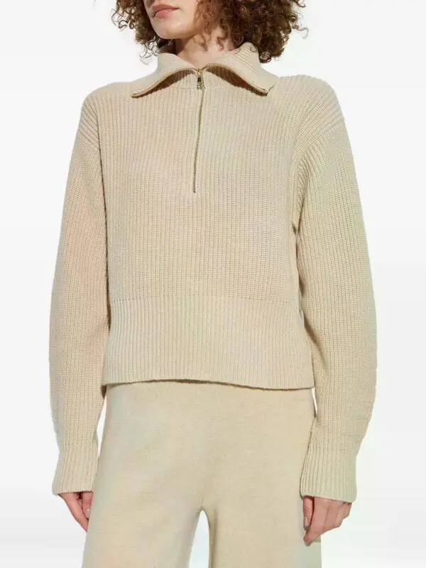 Max Mara Ribbed Zip-neck Sweater