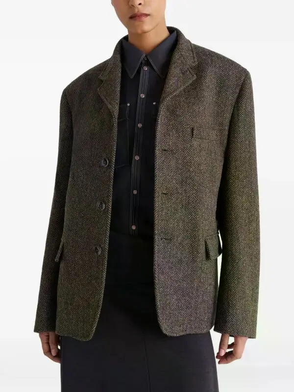 LEMAIRE Herringbone-pattern Single-breasted Blazer