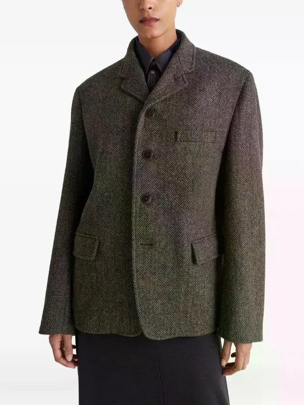 LEMAIRE Herringbone-pattern Single-breasted Blazer