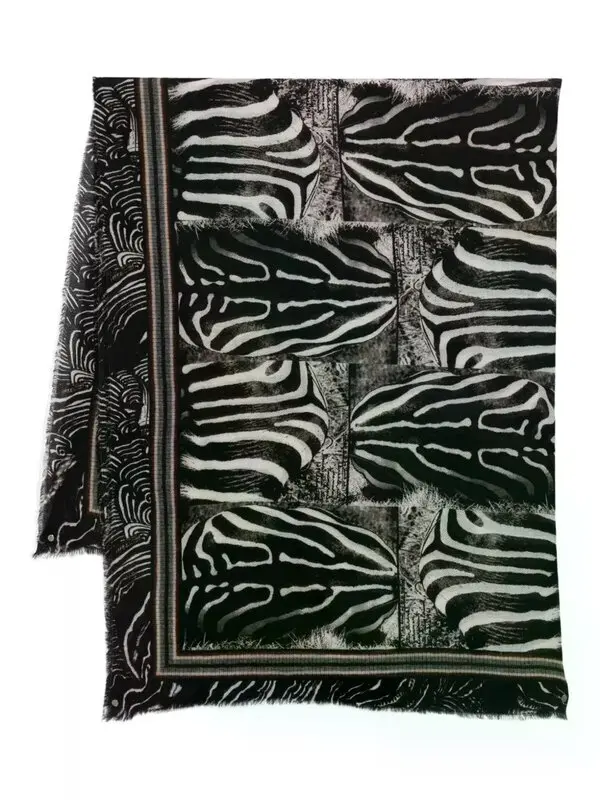 Faliero Sarti Zebra-print Fringed Scarf - Black