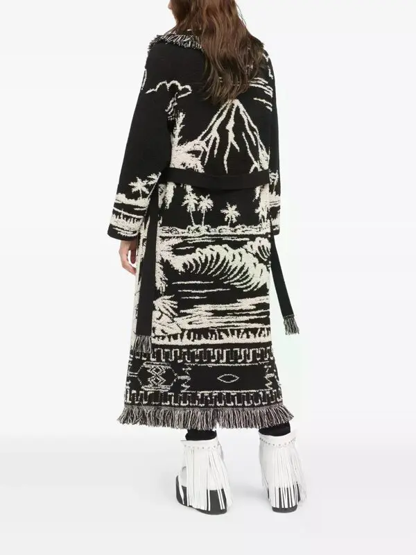 Alanui Palm-tree Fringe Knit Coat