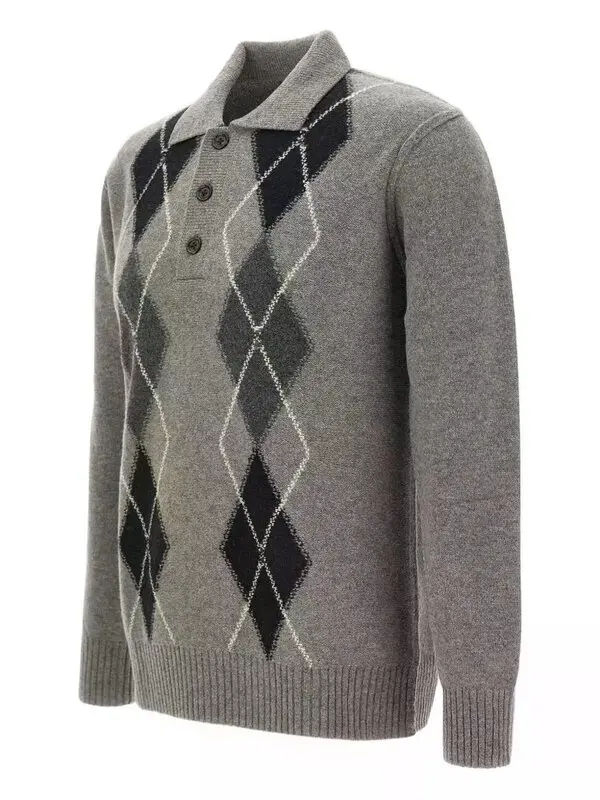 PAOLO PECORA Geometric-pattern Polo-neck Sweater