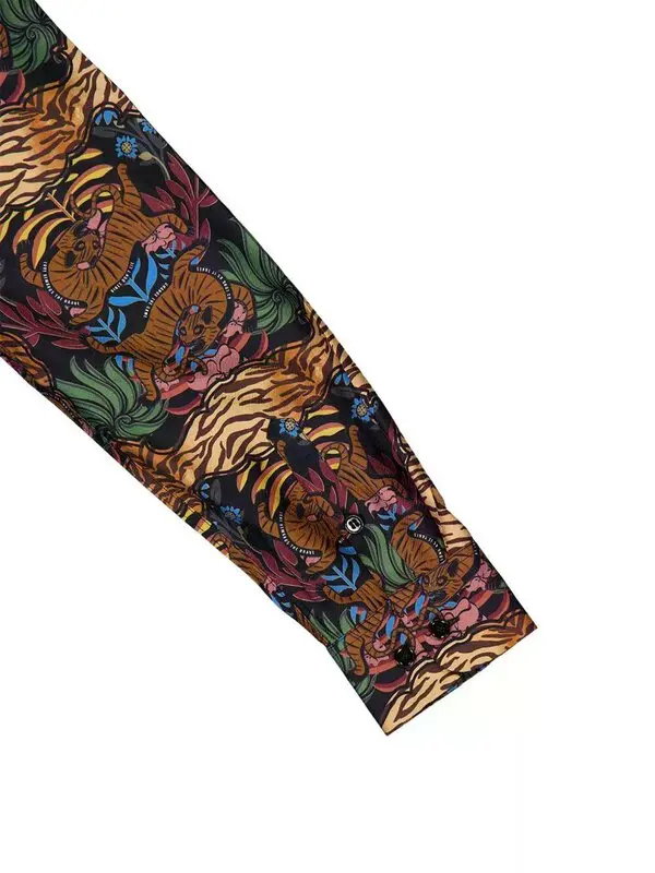 PAULA Tiger And Floral Print Button-up Shirt