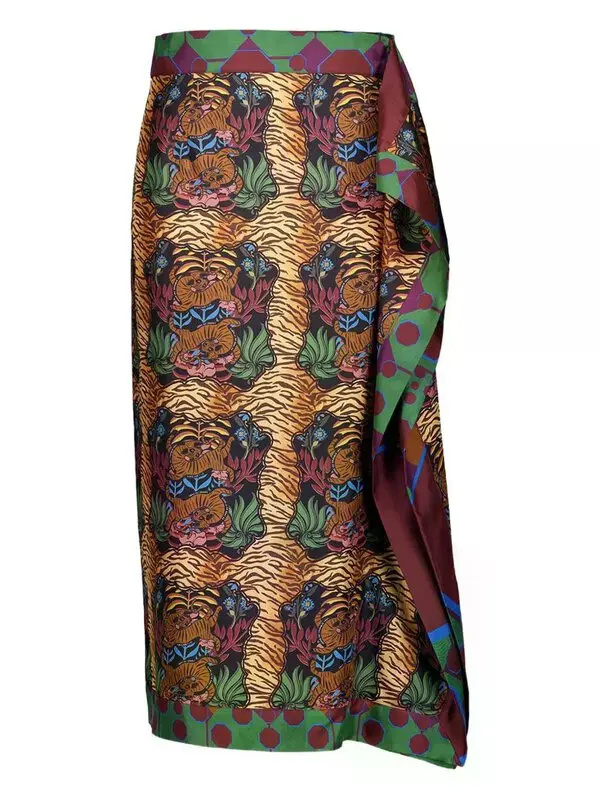 PAULA Tiger-print Wrap Skirt - Neutrals