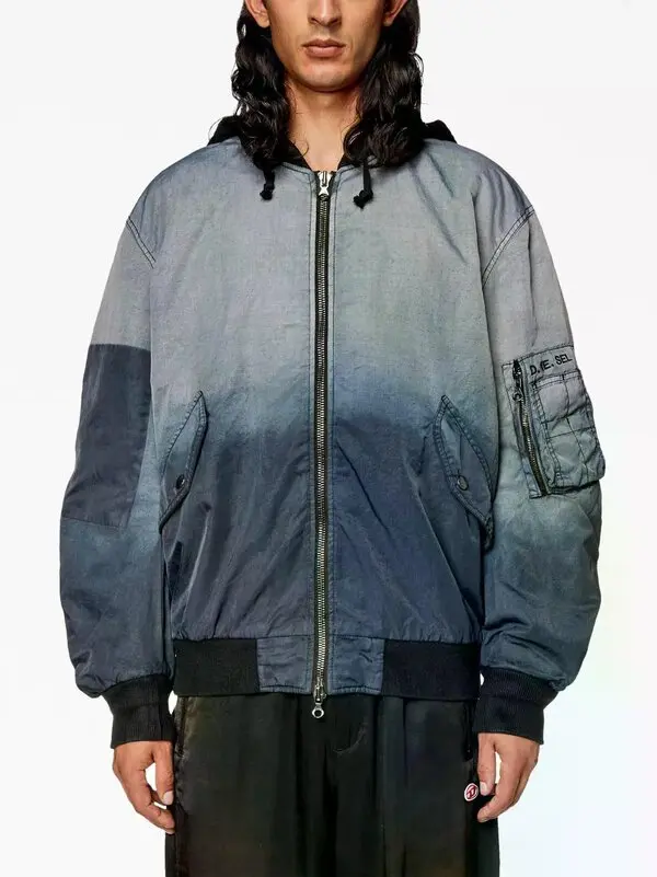 DIESEL® Ombré Effect Hooded Bomber Jacket