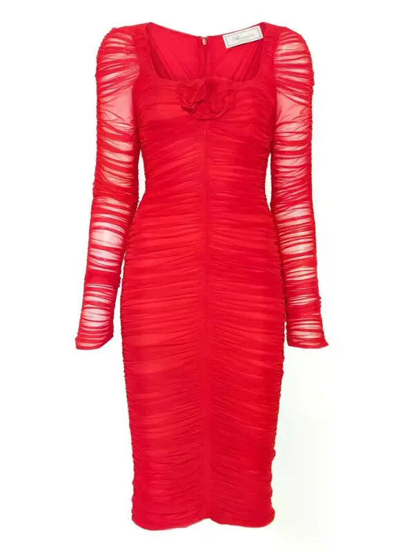 Blumarine Ruffled Long-sleeve Party Dress