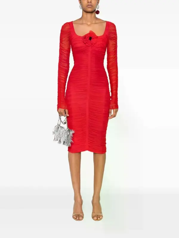 Blumarine Ruffled Long-sleeve Party Dress