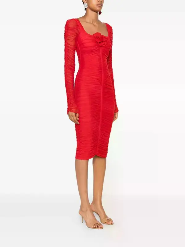 Blumarine Ruffled Long-sleeve Party Dress