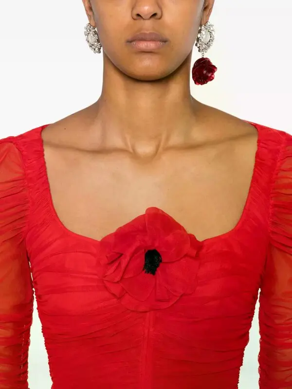 Blumarine Ruffled Long-sleeve Party Dress