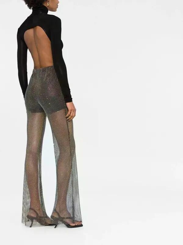 ROTATE BY BIRGER CHRISTENSEN Crystal-embellished Sheer Trousers