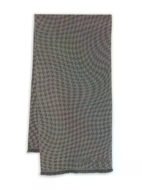 Emporio Armani Houndstooth Wool Scarf - Neutrals