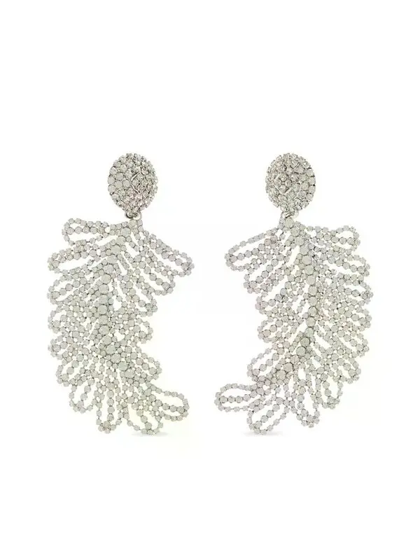 Alessandra Rich Crystal-embellished Feather Earrings - Silver