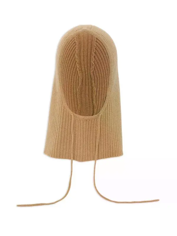 YVES SALOMON Ribbed-knit Balaclava Hat - Brown