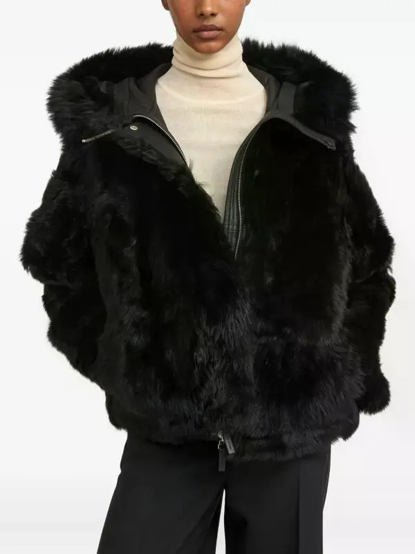 YVES SALOMON Hooded Lamb Shearling Jacket