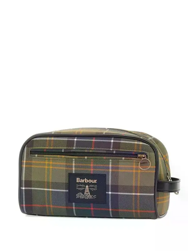 Barbour Plaid Zip-top Wash Bag - Green