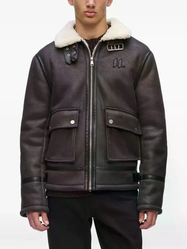 Karl Lagerfeld Monogram Faux-shearling Jacket - Brown