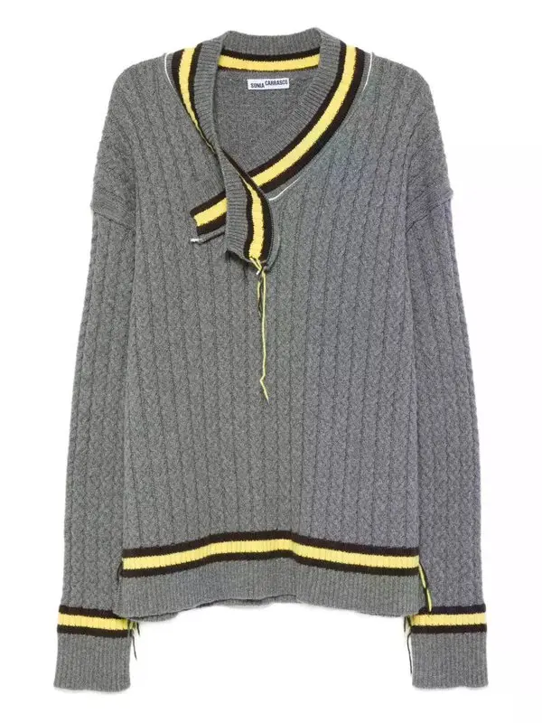 SONIA CARRASCO Cable-knit Striped Sweater