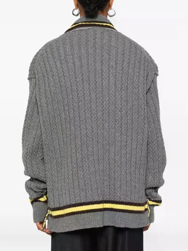 SONIA CARRASCO Cable-knit Striped Sweater