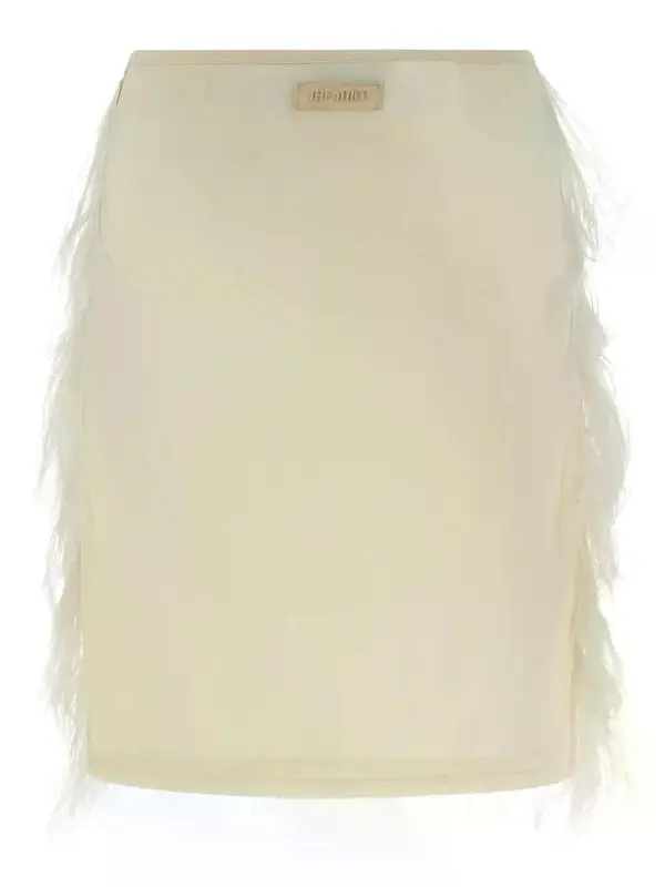 Attico Mini Skirt With Feather Embellishments - Neutrals