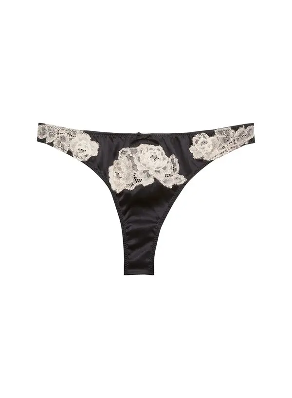 FLEUR DU MAL Juliet Lace Thong - Black