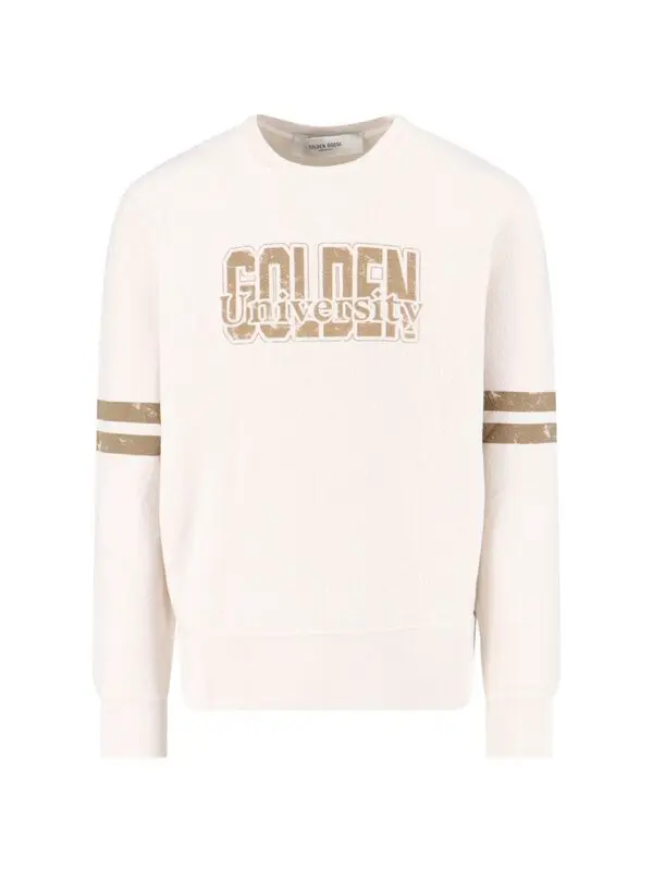 Golden Goose Logo Cotton Sweatshirt - White