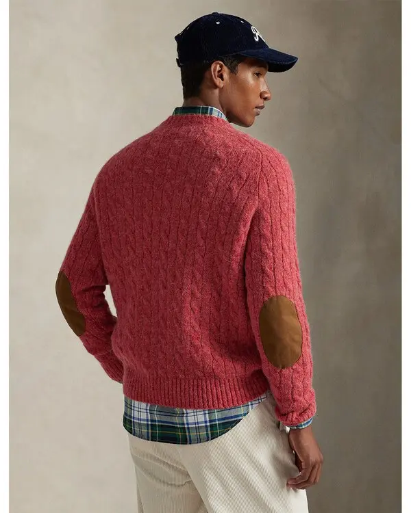 Polo Ralph Lauren Cable-knit Sweater With Suede Patches - Red
