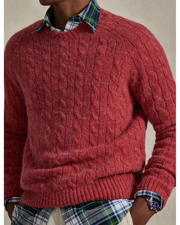 Polo Ralph Lauren Cable-knit Sweater With Suede Patches - Red