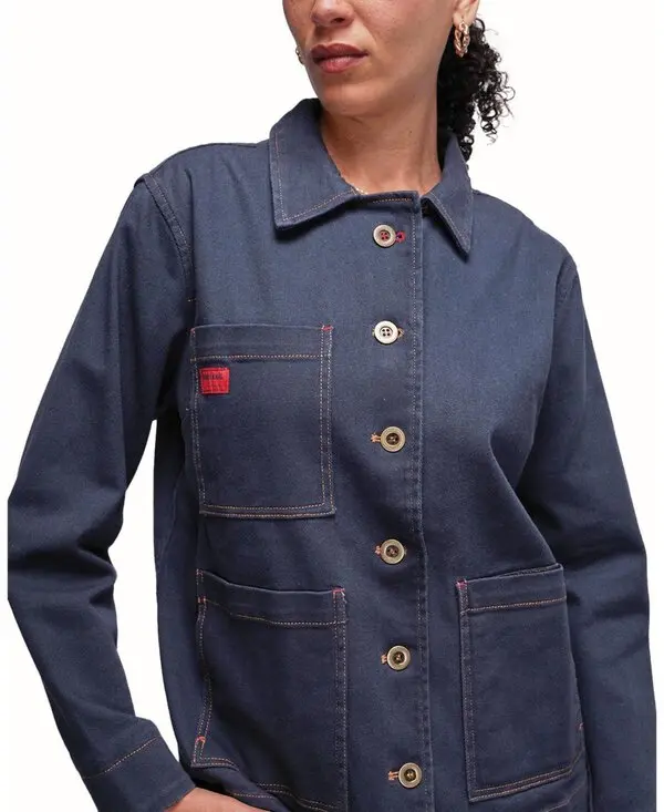 WILDFANG Essential Denim Utility Jacket - Navy