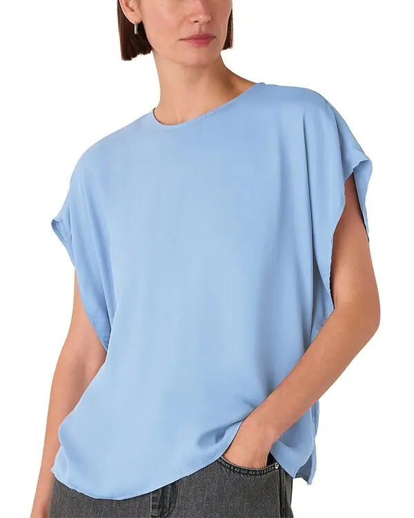 Whistles Short Sleeve Crepe Shell Top - Blue