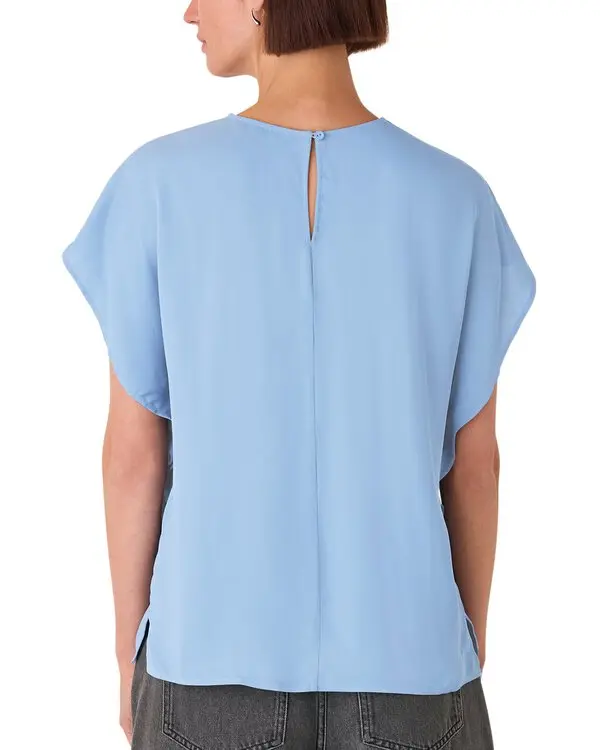 Whistles Short Sleeve Crepe Shell Top - Blue