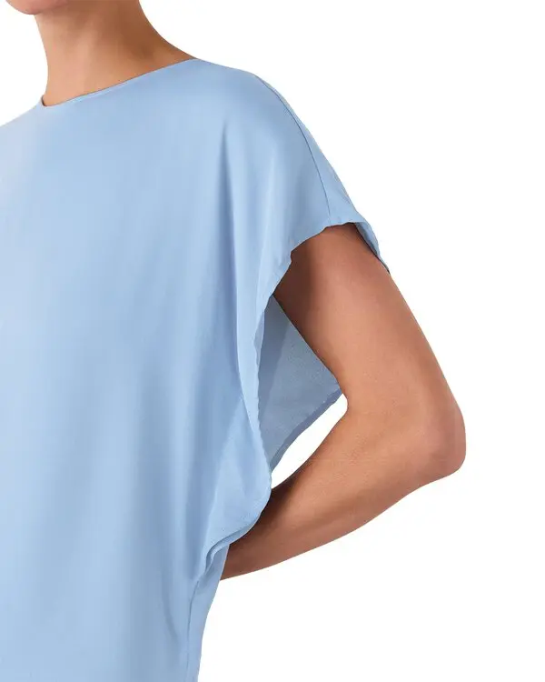 Whistles Short Sleeve Crepe Shell Top - Blue