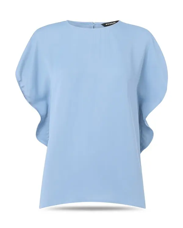 Whistles Short Sleeve Crepe Shell Top - Blue
