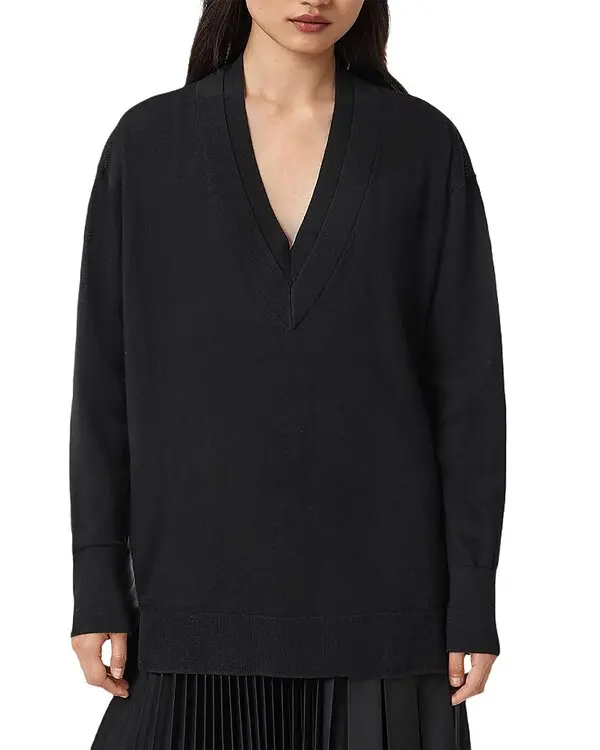 ALLSAINTS Bern Paneled V-neck Sweater