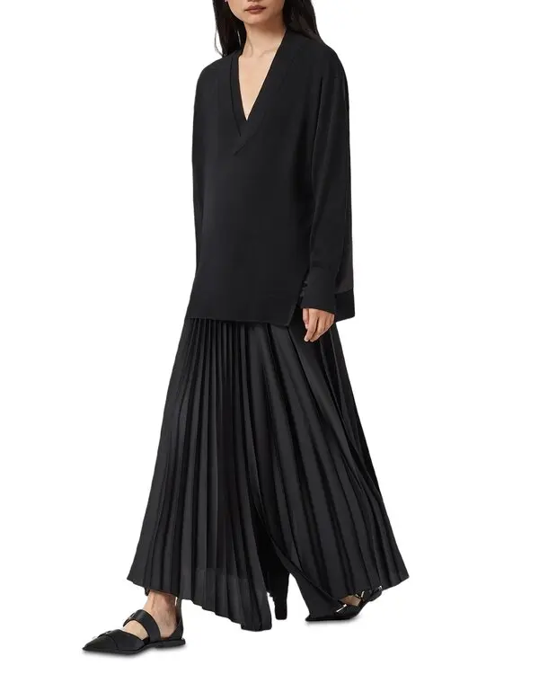 ALLSAINTS Bern Paneled V-neck Sweater
