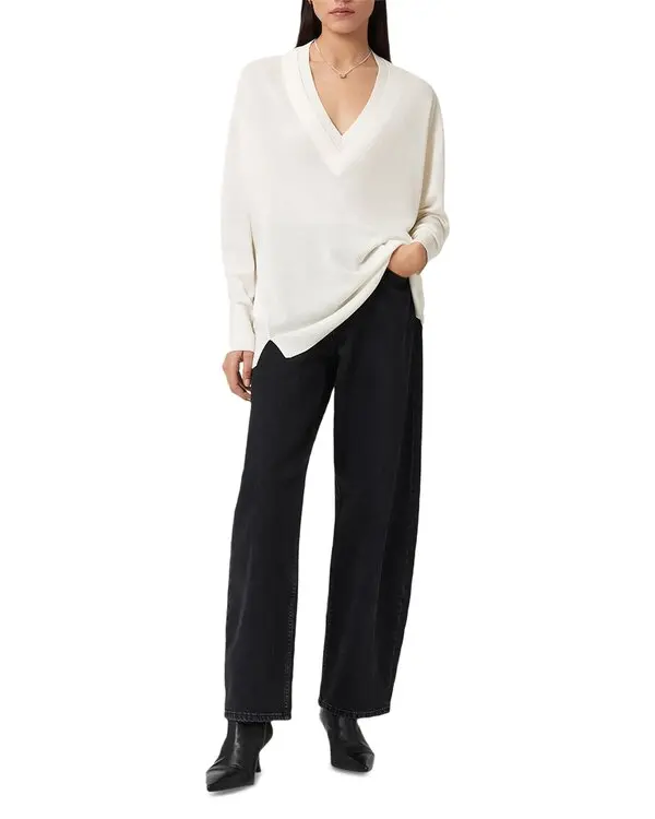 ALLSAINTS Bern Paneled V-neck Sweater - Chalk White