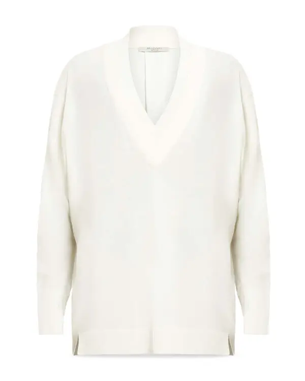 ALLSAINTS Bern Paneled V-neck Sweater - Chalk White