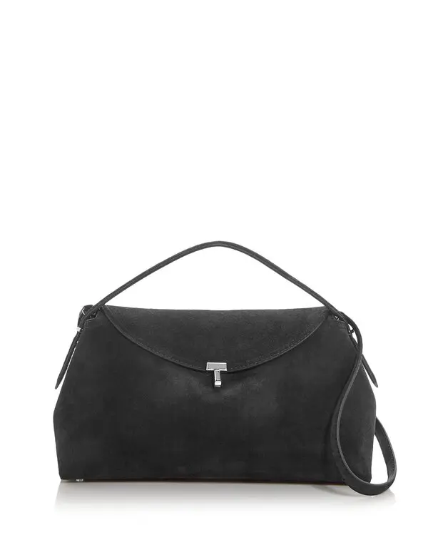 TOTEME T-lock Suede Convertible Top Handle Bag - Espresso Suede