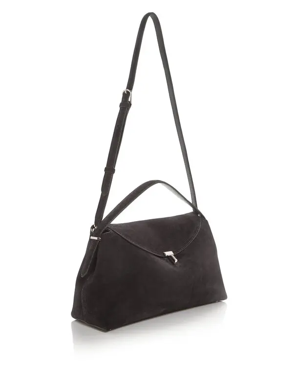 TOTEME T-lock Suede Convertible Top Handle Bag - Espresso Suede
